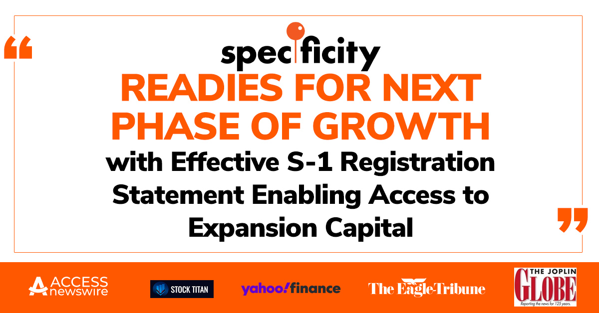 Yahoo!Finance: "Specificity Readies for Next Phase of Growth with ...
